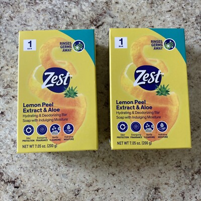 Zest Lemon Peel Extract & Aloe Hydrating & Deodorizing Bar Soap 7.02oz ...