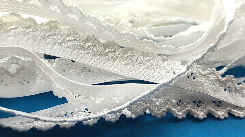 5/8" White Elastic Rick Rack Lingerie Wave Head Band Soft 10 yards | eBay