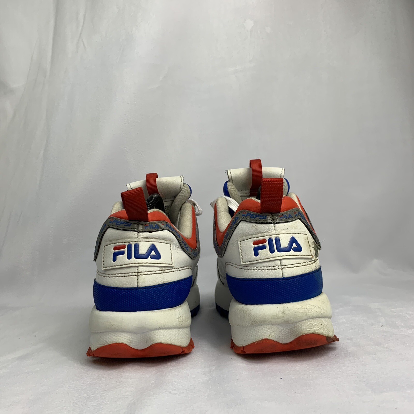 FILA Disruptor II X Pepsi White Red Blue Sneakers 5FM… - Gem