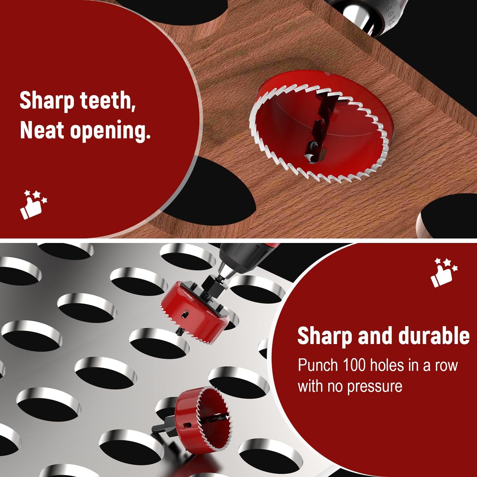 HOLE SAW KIT, Cuttex Tools Bi-Metal Hole Saw Kit 12 PCS Set,%8 Co MAX ...