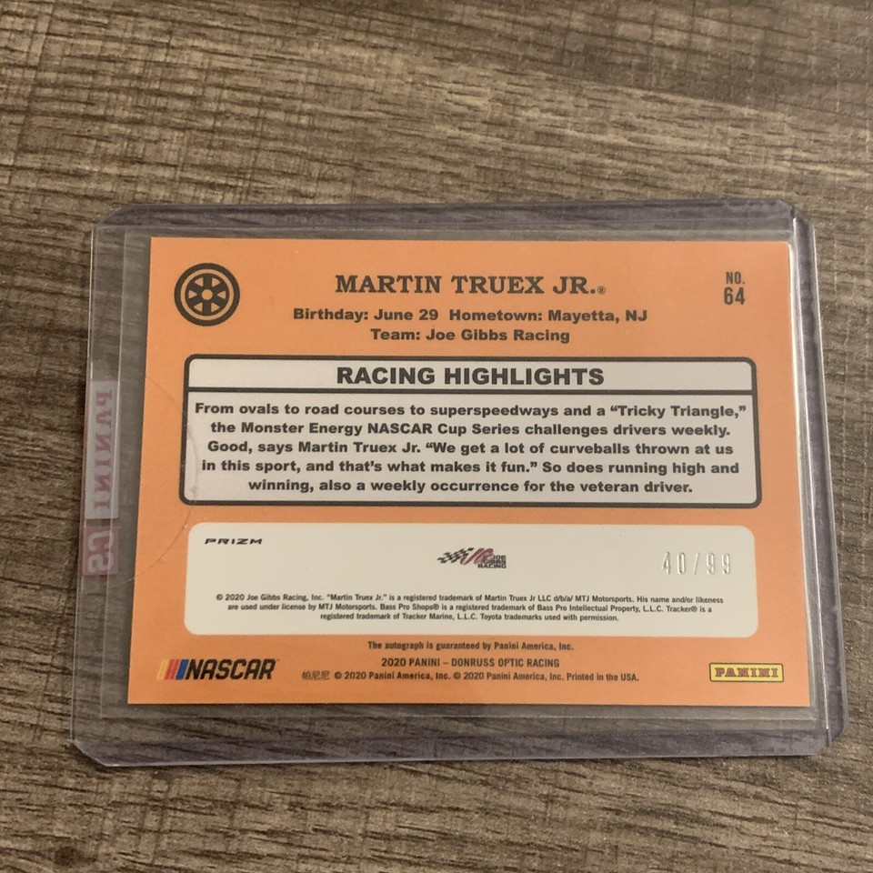 2020 Panini Donruss Racing #64 Optic Martin Truex Jr Autograph Auto /99 ...