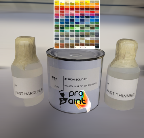 250ML RAL 7000 SPRAY KIT 2K PAINT + HARDENER + DILUTION KIT CAR BIKE WINDOW DOOR | eBay UK