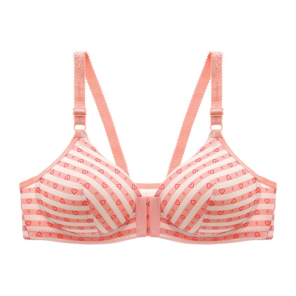 Women Front Fastening Push Up Bra Top Wireless Comfort Soft Cup Plus ...