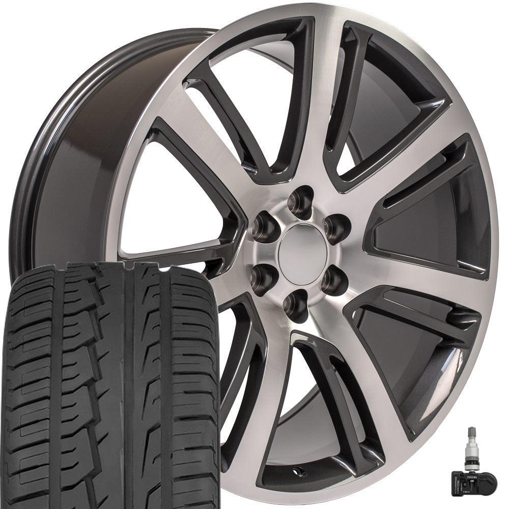 4738 Gunmetal 24x10 Wheels & 295/35 Tires SET Fit Chevy GMC Cadillac | eBay