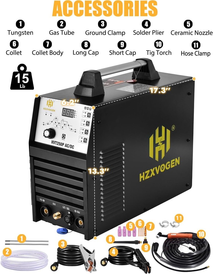 Alu TIG Welder&Glove&Mask AC DC Pulse 110/220V HF TIG Welding Machine ...