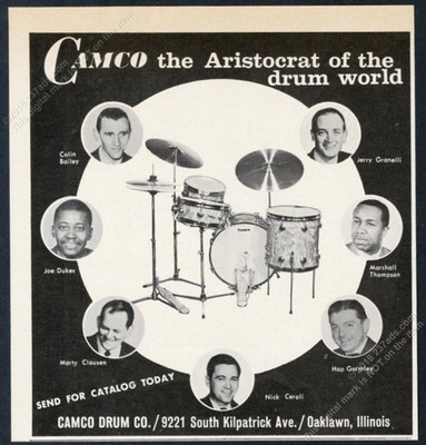 1964 Camco drums drum set Joe Dukes Nick Ceroli etc photo vintage print ...