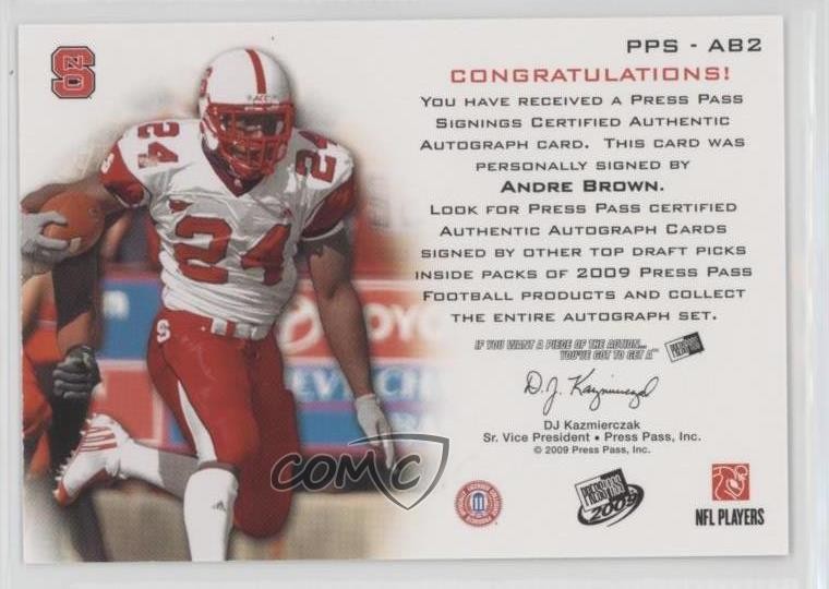 2009 Press Pass Signings Gold 56/99 Andre Brown #PPS-AB2 Auto 6p0 | eBay