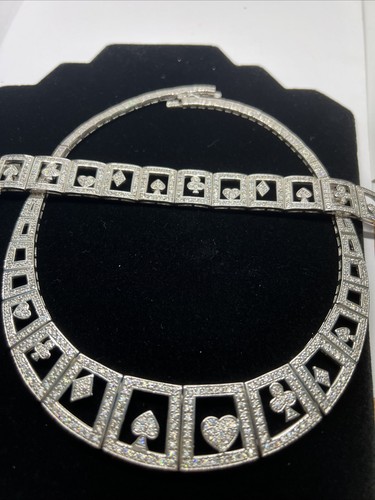 Beautiful Signed UTC 925 CZ Four Aces Necklace & 7.2” Bracelet Set | eBay