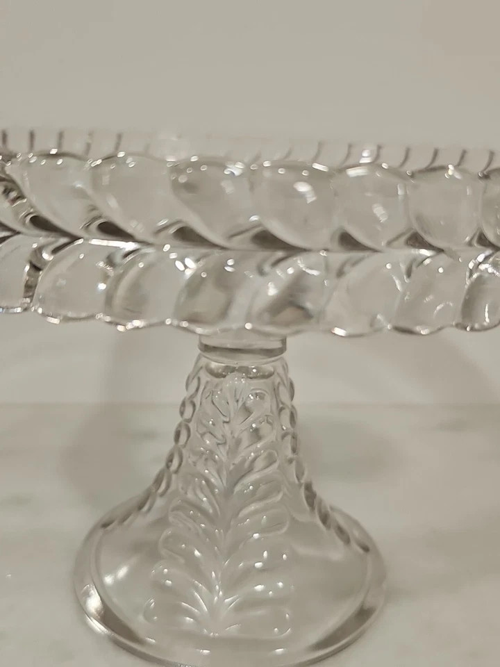 EAPG pattern glass ADAMS & CO. Feather PLUME PEDESTAL CAKE STAND | eBay