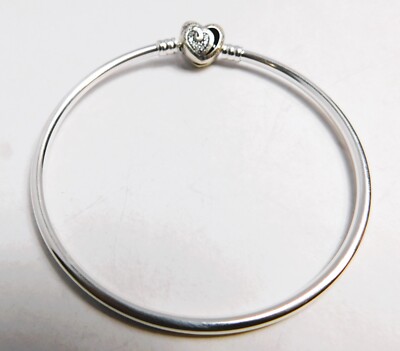 Authentic Pandora Bangle Bracelet Entwined Infinite Hearts Clasp ...
