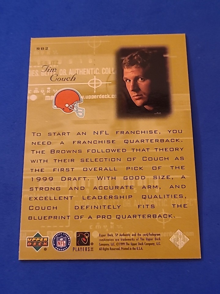 1999 Tim Couch ROOKIE RC Upper Deck SP Authentic #RB2 Rookie Blitz | eBay
