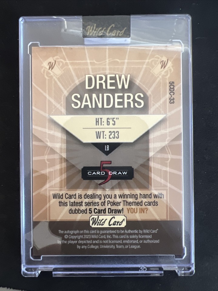 2023 Wild Card 5 Card Draw Drew Sanders RC Red Crystal Holo 1/2 Broncos ...