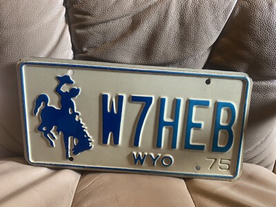 1975 Wyoming Ham Operator License Plate W7HEB | eBay