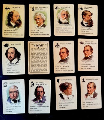 (Lot C) 12 1951 Whitman Single Swap Playing Cards 1951 Famous Authors ...