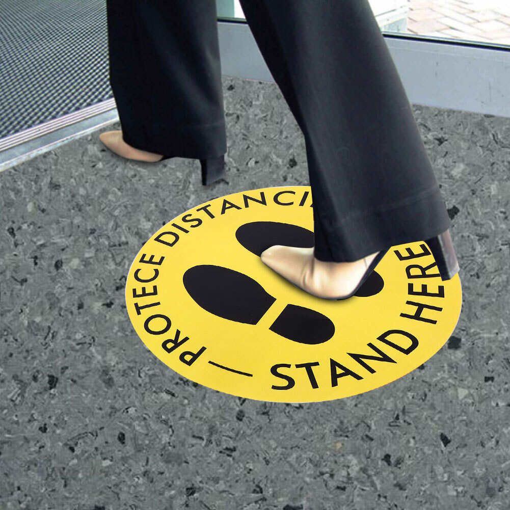 (Yellow)5PCS Social Distancing Ground Sticker Distance Marker Floor ...