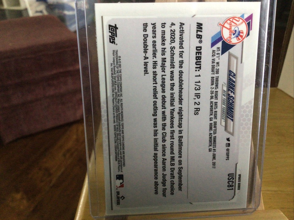 2021 Topps Chrome Update Clarke Schmidt Purple Rookie Debut USC81 ...