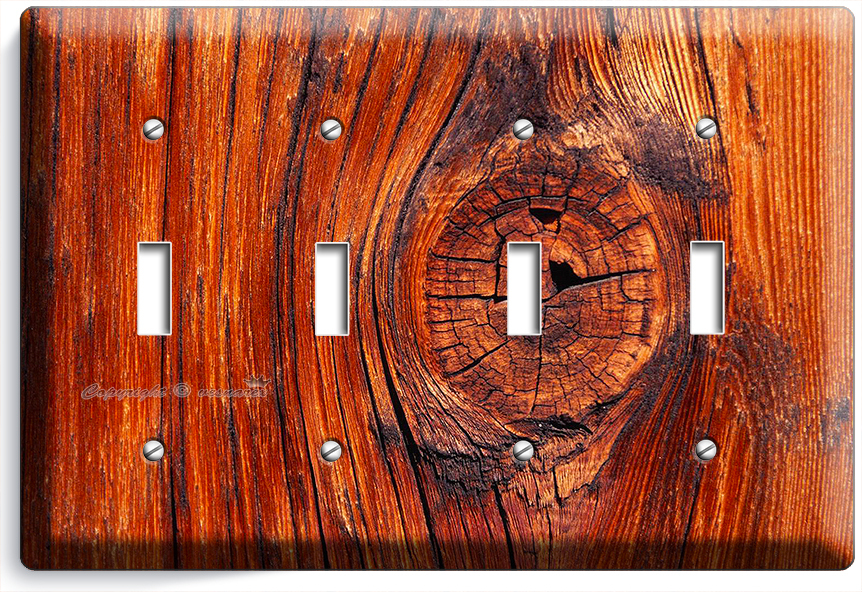 OLD RUSTIC WOOD EYE LIGHT SWITCH OUTLET WALL PLATE LOG CABIN COUNTRY ...