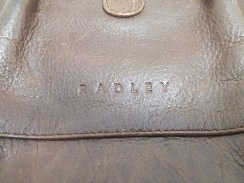 Radley London Brown Leather Grab Bag with Dog Tag and Dust Bag | eBay UK