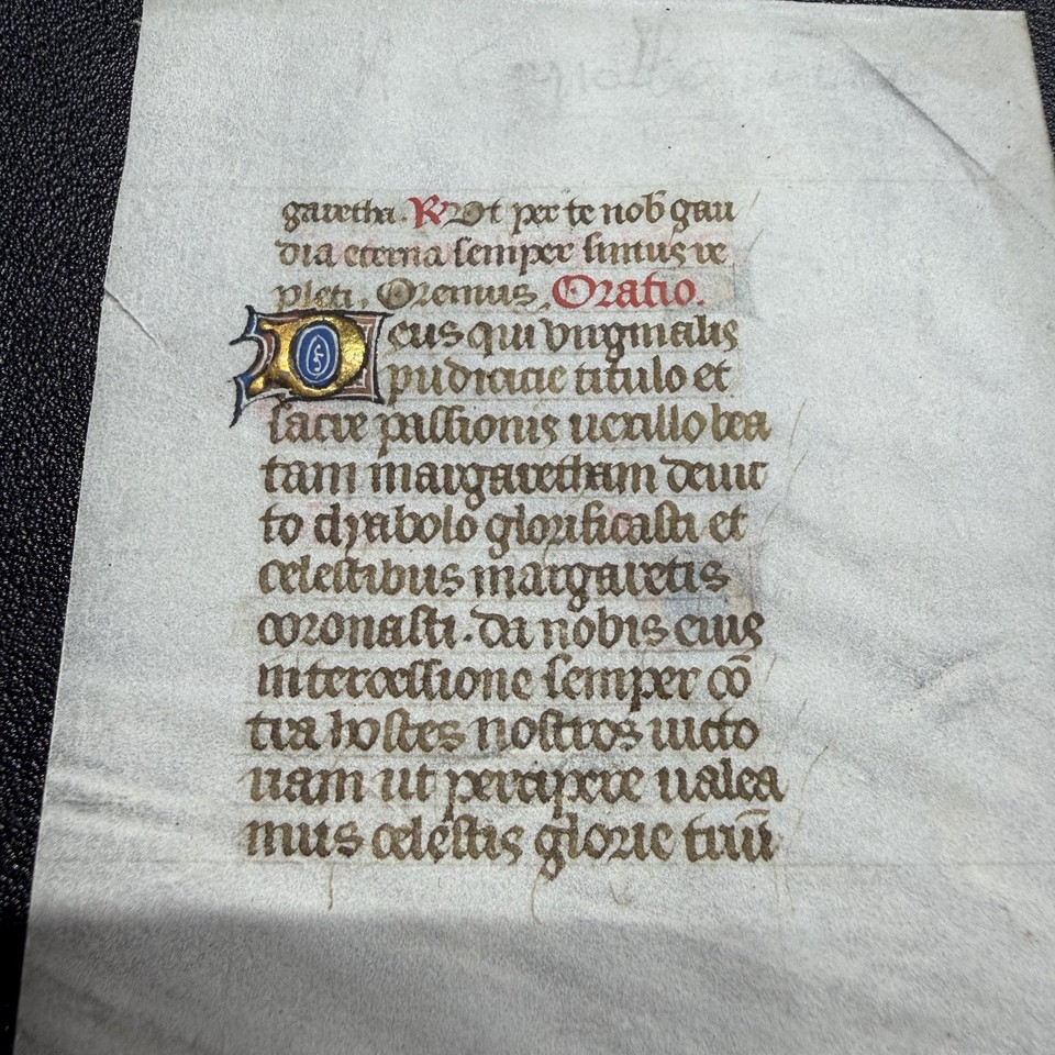 circa 1440 ️ Medieval Latin Book of Hours – Illuminated Parchment Leaf ...