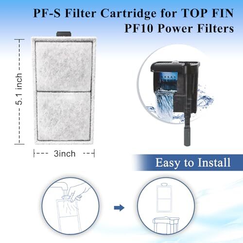 PF-S Filter Cartridges for TOP FIN PF10 Power Filters, Fish Tank 16 ...