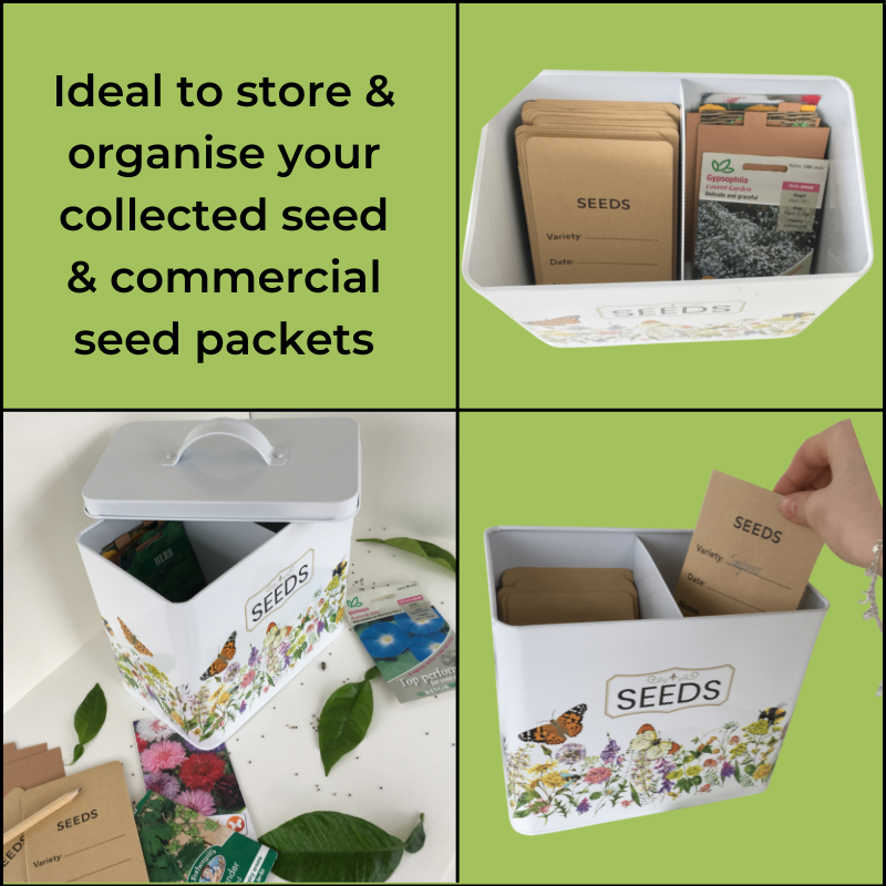 Seed Storage Tin Garden Seeds Packet Organiser Metal Box Container Gift ...