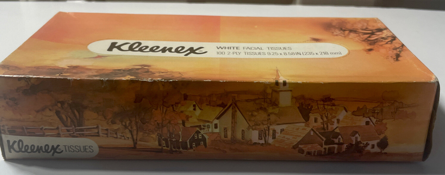 Vintage 80s Kleenex Facial Tissues Farm Fall 100 2-Ply Box Movie TV Set ...