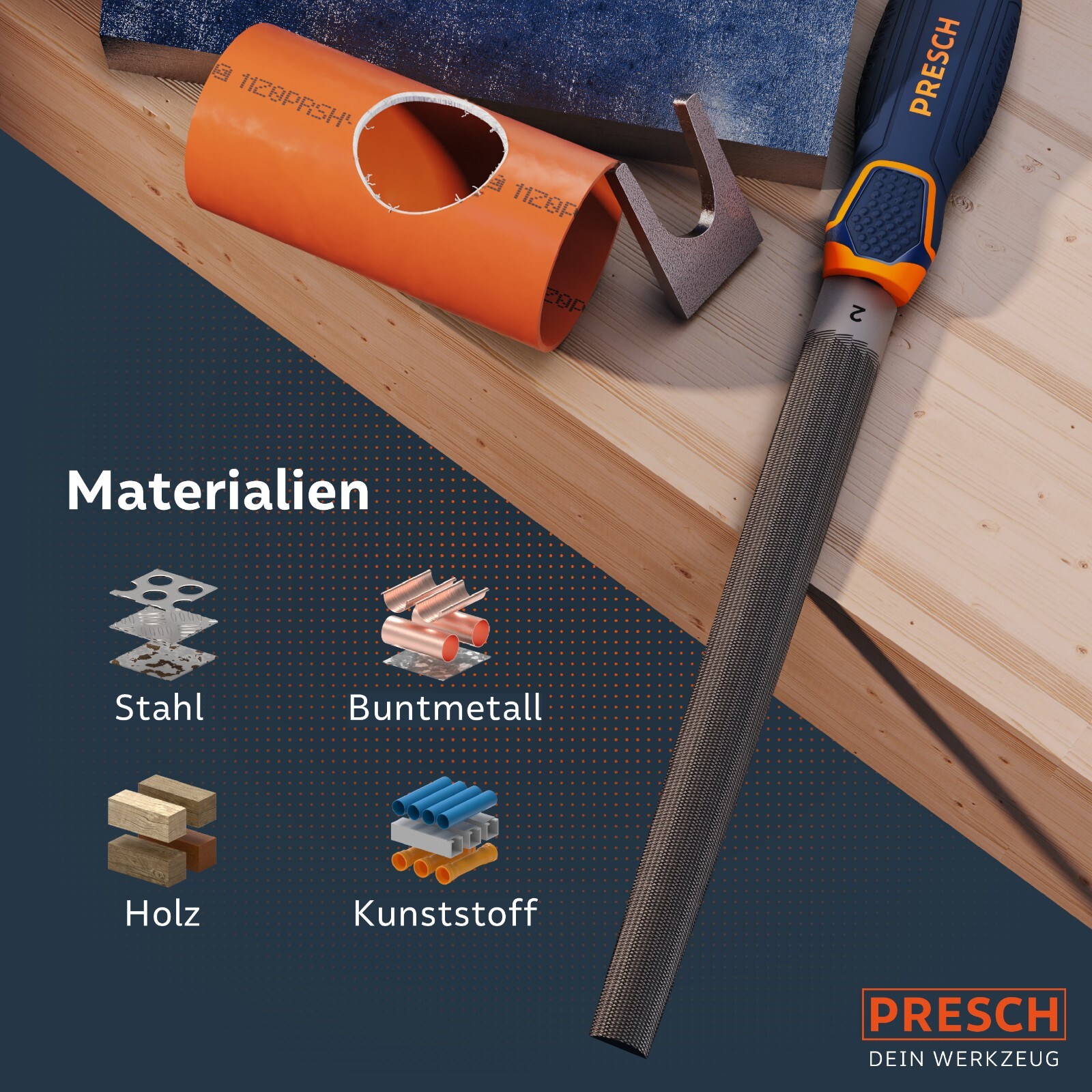 PRESCH Werkstattfeile Halbrund 200mm | Metallfeile | Halbrund Metall ...