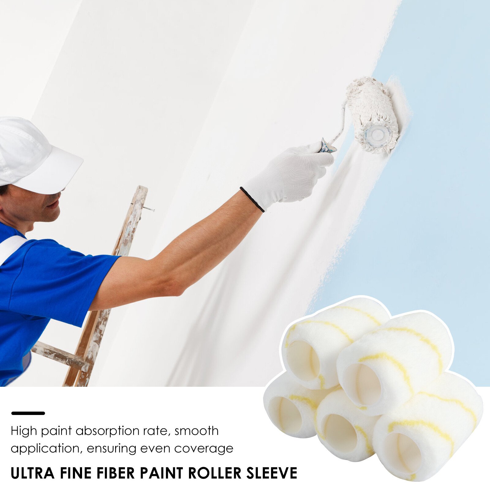 24Pcs Paint Roller Cover Nap 4inch House Painting Roller Cover Reusable ...