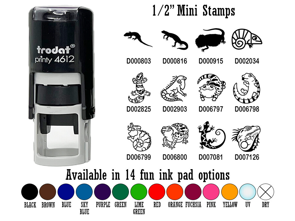 Lizard Reptile Iguana Gecko Bearded Dragon 1/2" Self-Inking Rubber ...