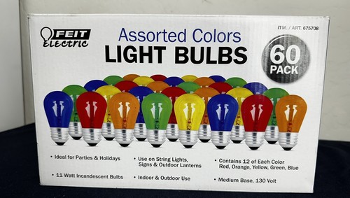 Feit Electric 11w Assorted Multi Color String Light Bulbs 54 Pack ...