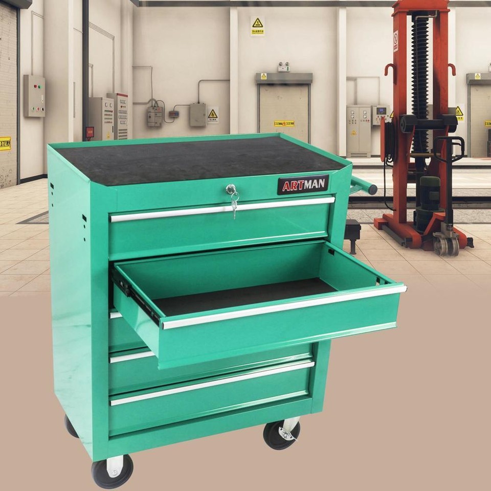 Cold Rolled Steel 5 Drawers Multifunctional lockable Tool Cart with ...