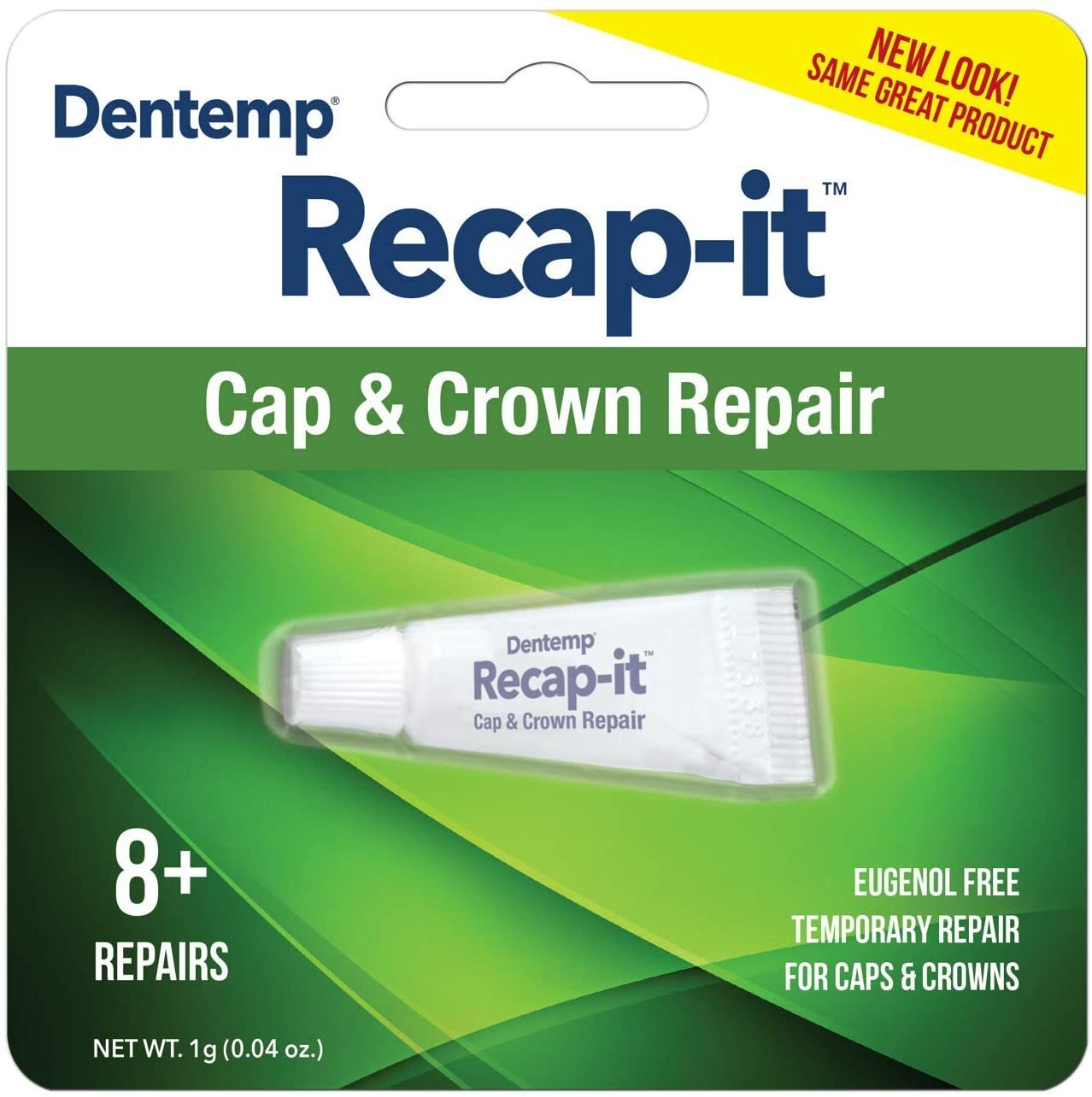Dentemp Recapit Repair Loose Caps & Crowns No Mix Dental Cement 1g 8 ...