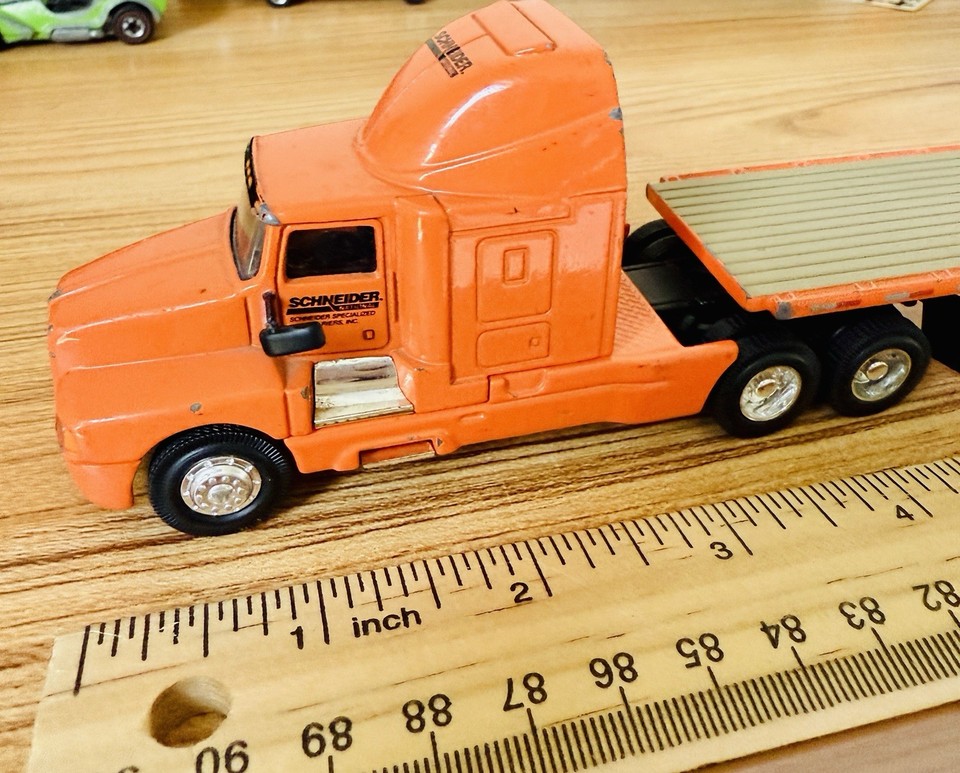 12” Schneider National Transport Flatbed Trailer 1/64th Pem Hartoy 1993 ...