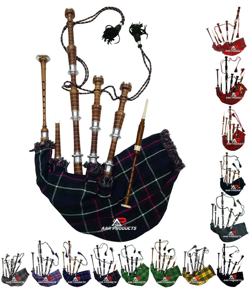 Full Size Bagpipe Great Highland Various Tartans with Chanter, Tutor ...