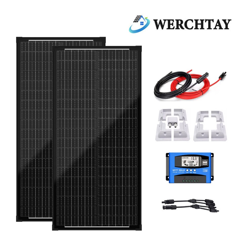 100W 120W 170W 200W Solar Panel Kit 12V With Mounting Brackets RV ...