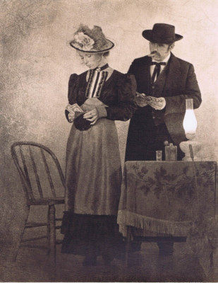 Hendrickson Orig Photo Sepia OLD WEST COUPLE IN SALOON SCENE 11x14 ...