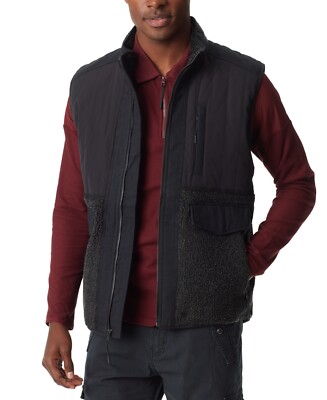 BASS OUTDOOR Mens Mixed Media Full Zip Caviar Vest Large | eBay