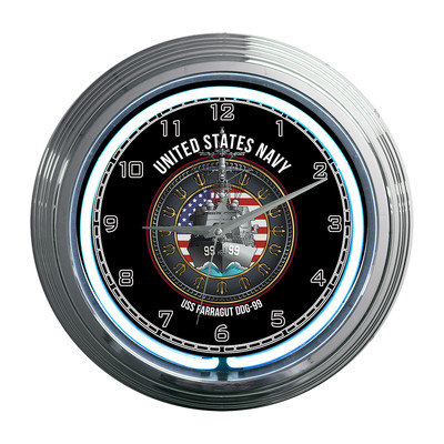 USS Farragut DDG-99 Destroyer Retirement Gift USN Military White Neon ...