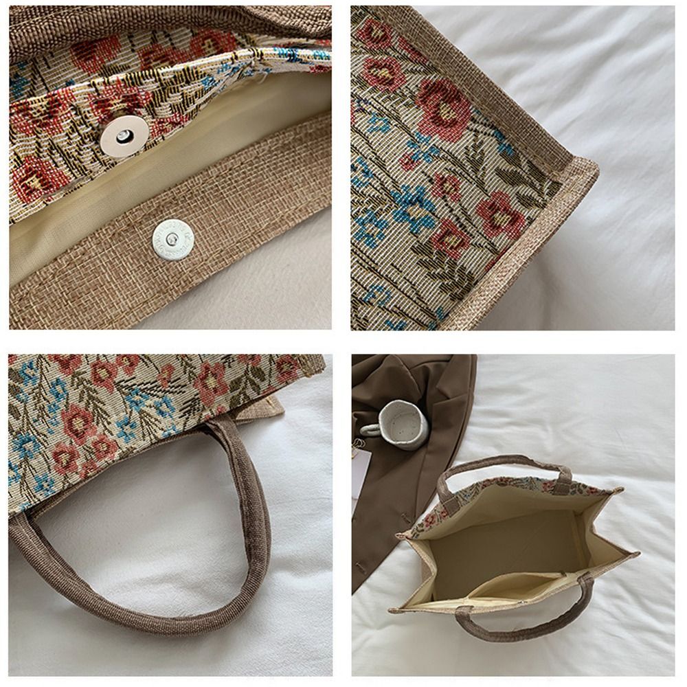 Fashion Women Casual Simple Handbag Lunch Pouch Flax Tote Bag Mummy Bag ...