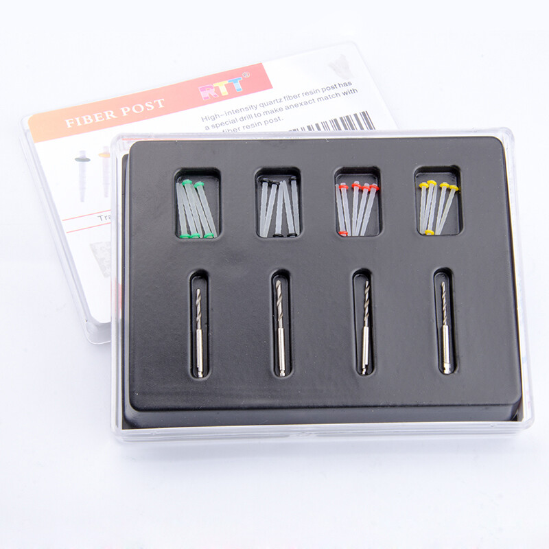 Dental Resin Quartz Fiber Post Endo Thread Screw + Straight Post & 4 ...