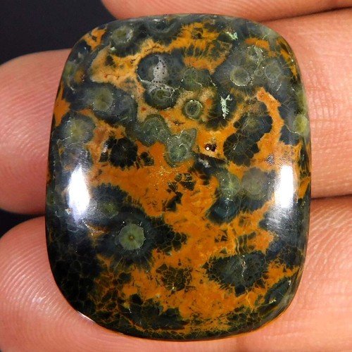 34.15Cts. Natural Amazing ORBICULAR Ocean Jasper Cushion Cabochon Loose ...