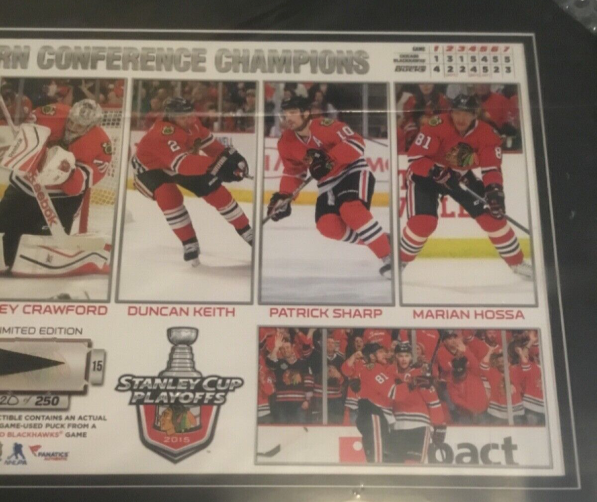 Chicago Blackhawks 2015 Stanley Cup 8 Photo Framed Collage wgame used ...