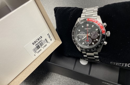 Seiko Prospex Speedtimer Solar Steel Bracelet Black Dial Watch - SSC915 ...