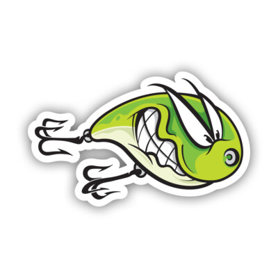 Angry Fishing Lure Sticker Decal - Weatherproof - fish outdoors fly ...