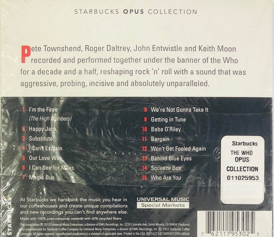 The Who - Starbucks Opus Collection (CD 2012 Starbucks Universal) Brand ...