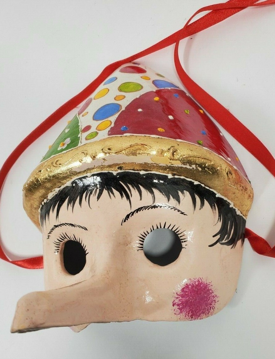 Paper Mache Pinocchio Mask Handmade Small (Kids) - Gem