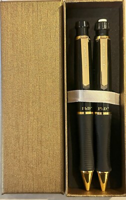 Sanford 18K Gold-Plated Gloss Black PhD Pen and Pencil Set -M/F Day ...