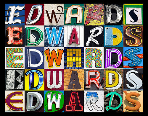 EDWARDS Name Poster featuring photos of actual sign letters | eBay