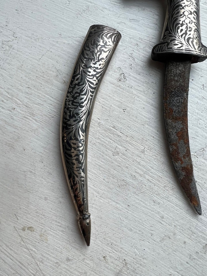 Antique Jordanian Ornate Handmade Dagger Damascus Forged Steel 7" with ...