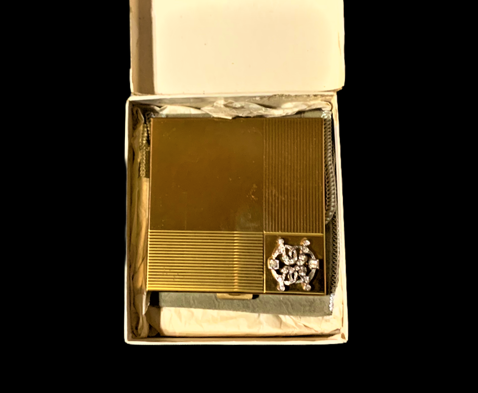 Vintage Volupte Gold Tone Metal Compact with Rhinestones, 1950's | eBay